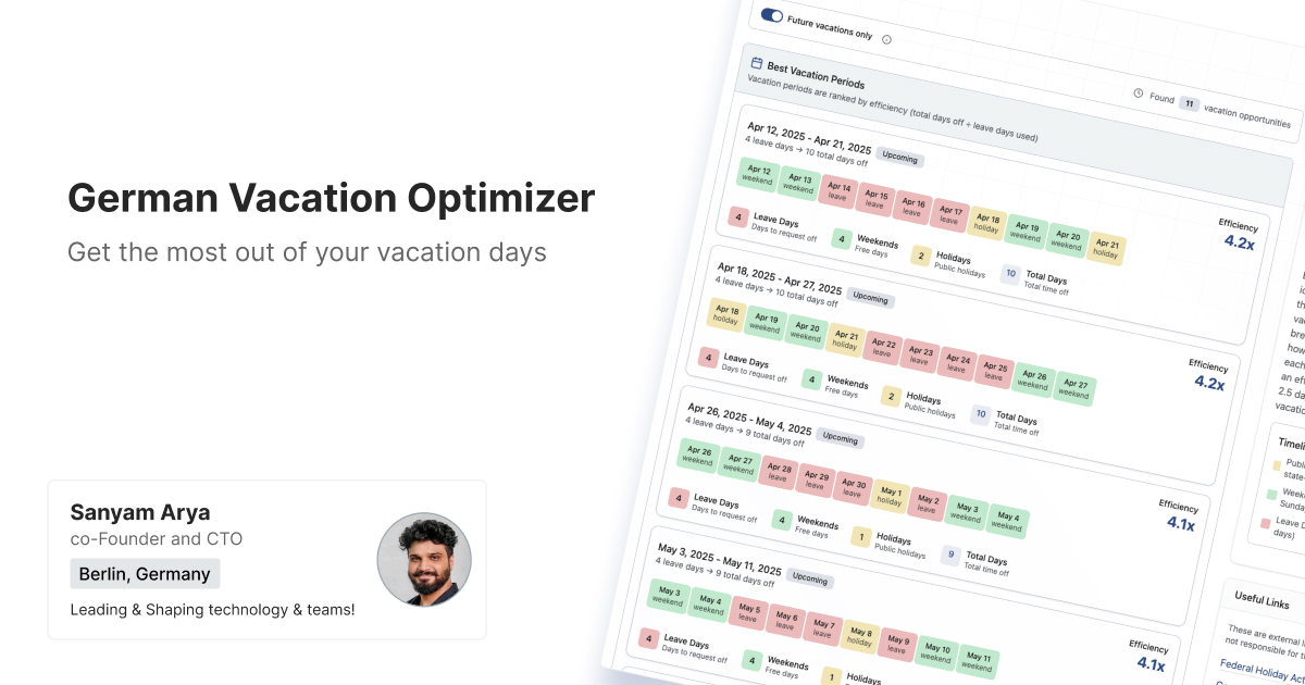 Sanyam Arya | German Vacation Optimizer