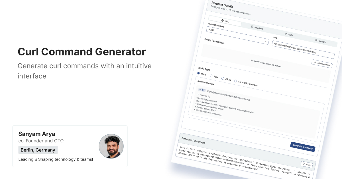 Sanyam Arya | Curl Command Generator